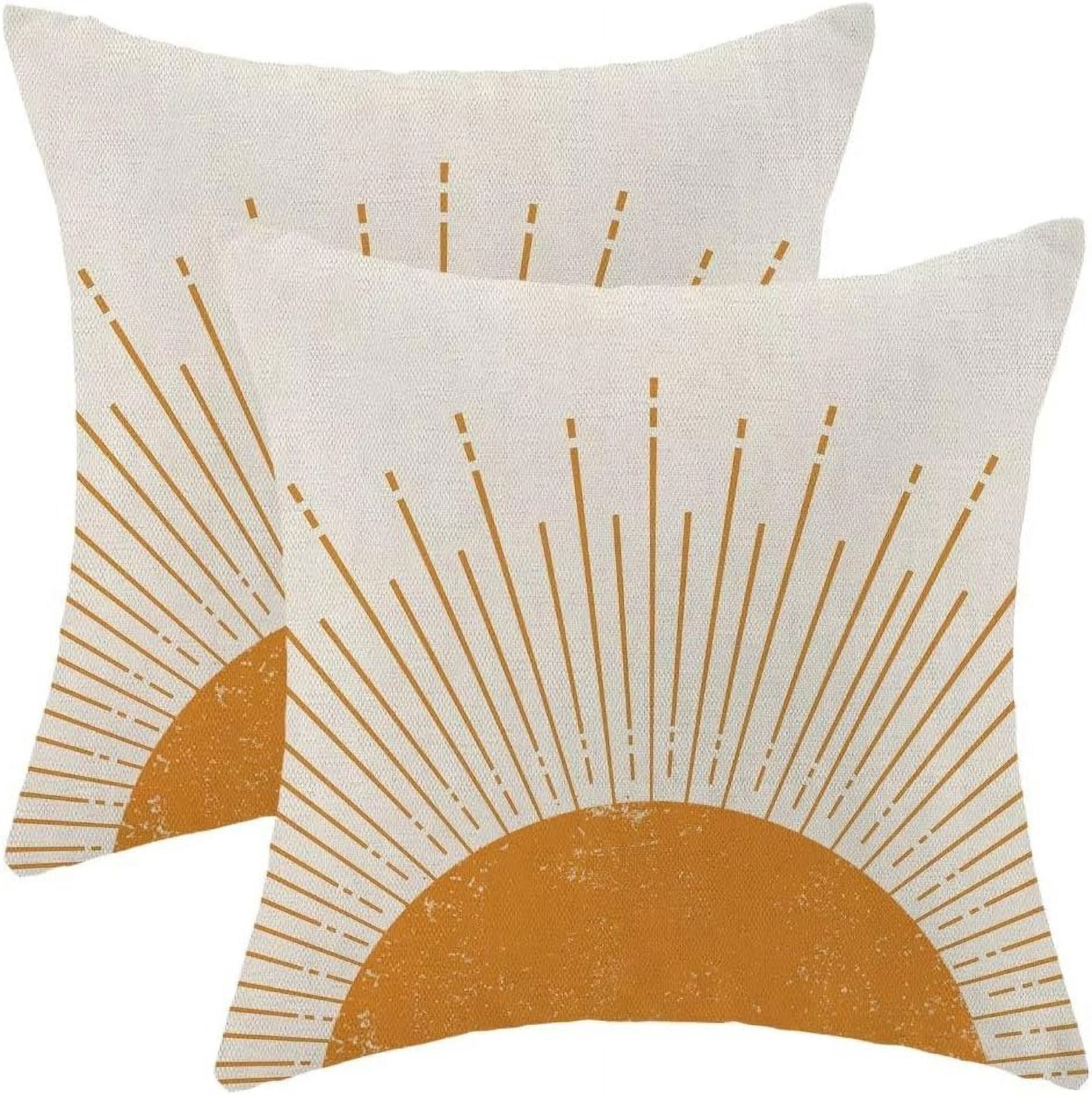 Orange Boho Pillow Covers 18x18 Inch Set of 2, Retro Sun Sunshine ...