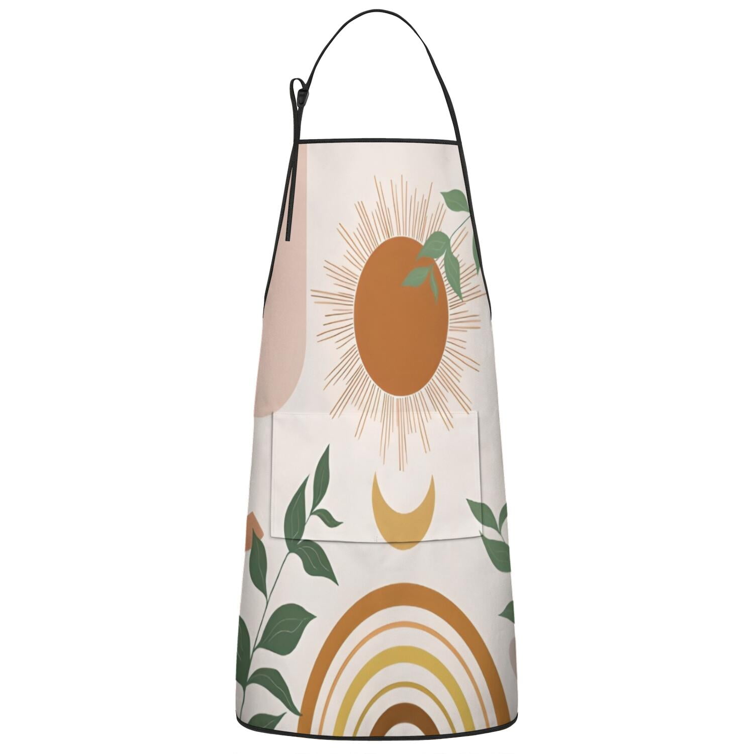 Orange Boho Sun, Moon and Plant Pattern Apron-Garden Aprons for Women ...