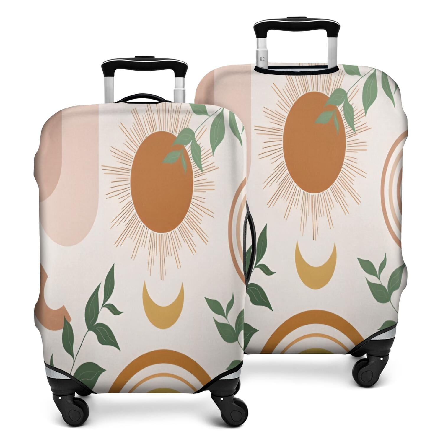 Orange Boho Sun, Moon and Plant Pattern Luggage Cover Fashion Suitcase ...
