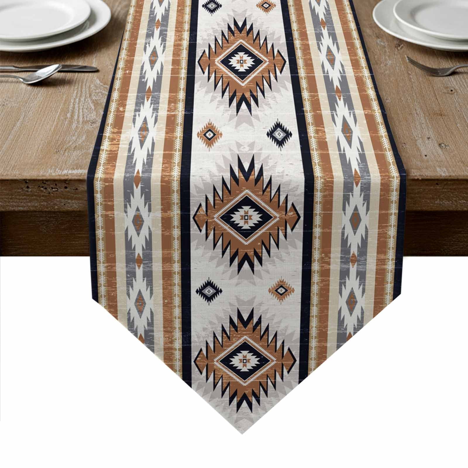 Orange Boho Table Runner Linen Burlap Table Runner 48 Inches Long ...