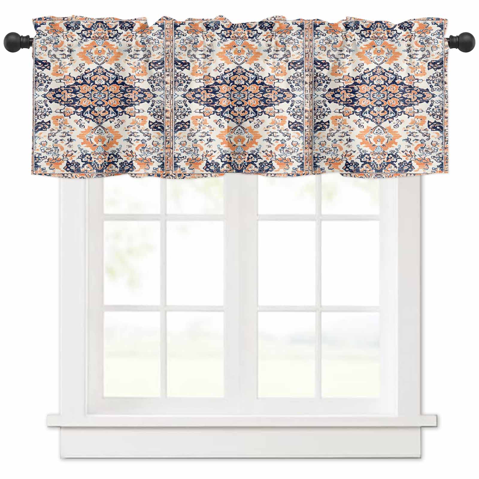 Orange Boho Valances for Windows Farmhouse Kitchen Curtains Valances ...