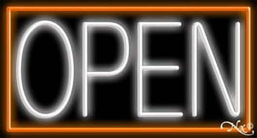 Orange Border With White Open LED Neon Sign 13 x 24 - inches, Black ...