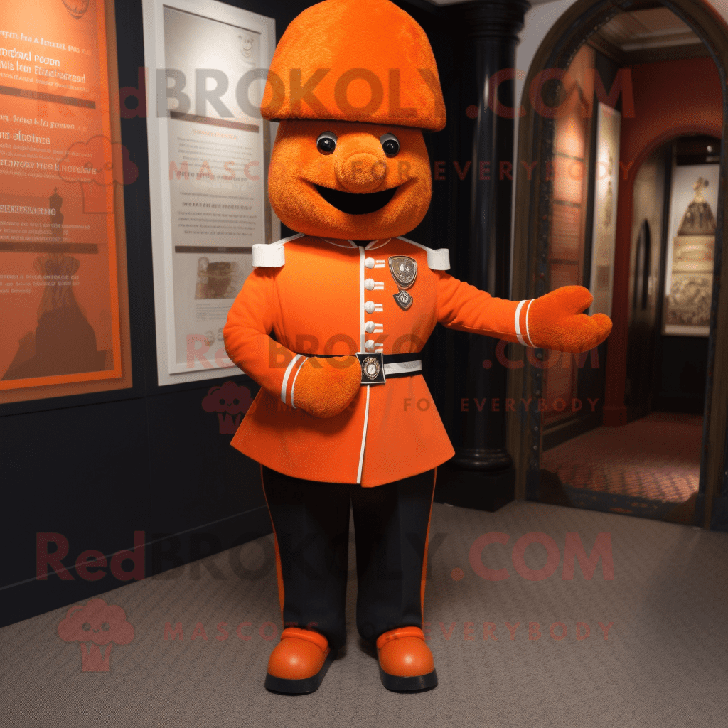 Orange British Royal Guard REDBROKOLY mascot costume character dressed ...