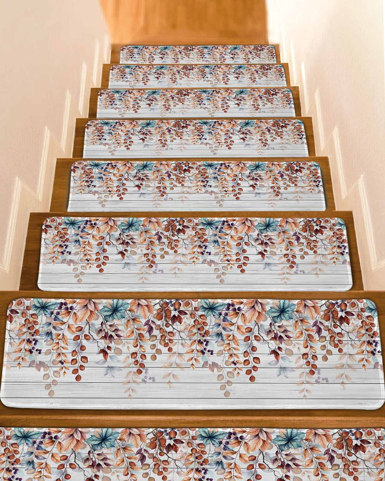 Orange Brown Eucalyptus Leaves Stair Treads for Wooden Steps Indoor ...