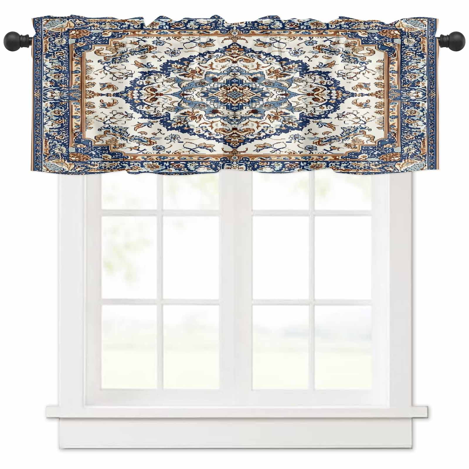 Orange Brown Southwestern Valances for Windows Farmhouse Kitchen ...