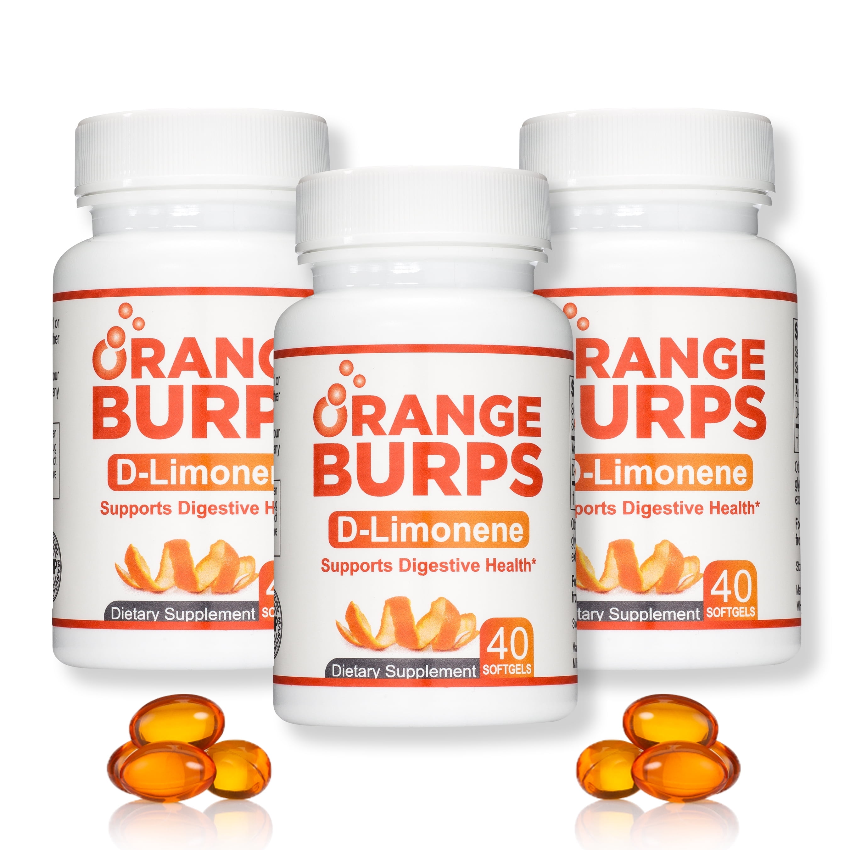 Orange Burps D-Limonene Supplement Softgels - Orange Peel Extract - 3 ...