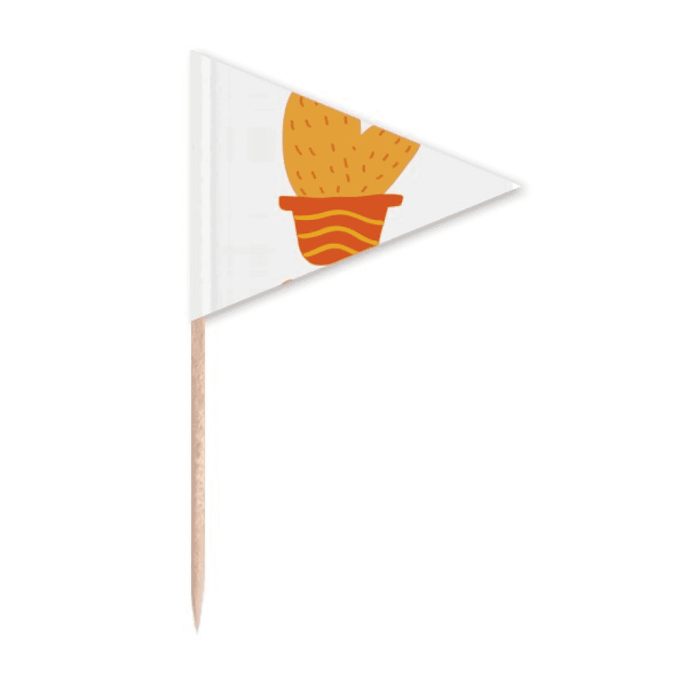 Orange Cactus Potted Succulents Toothpick Triangle Cupcake Toppers Flag ...