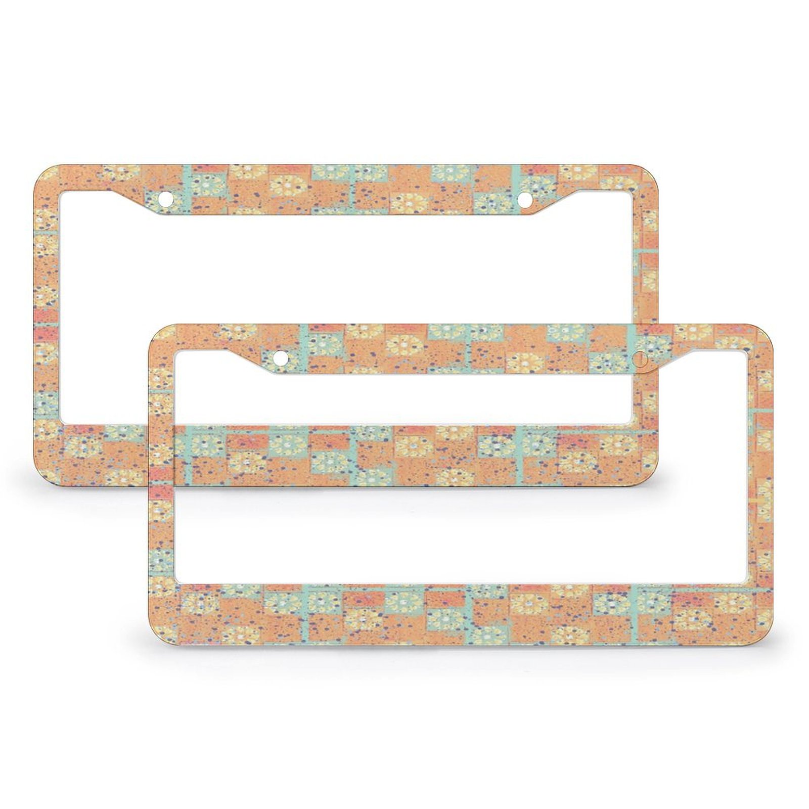 Orange Capri Tiles 2 Pack License Plate Frame - Car Plate Holder Cover ...