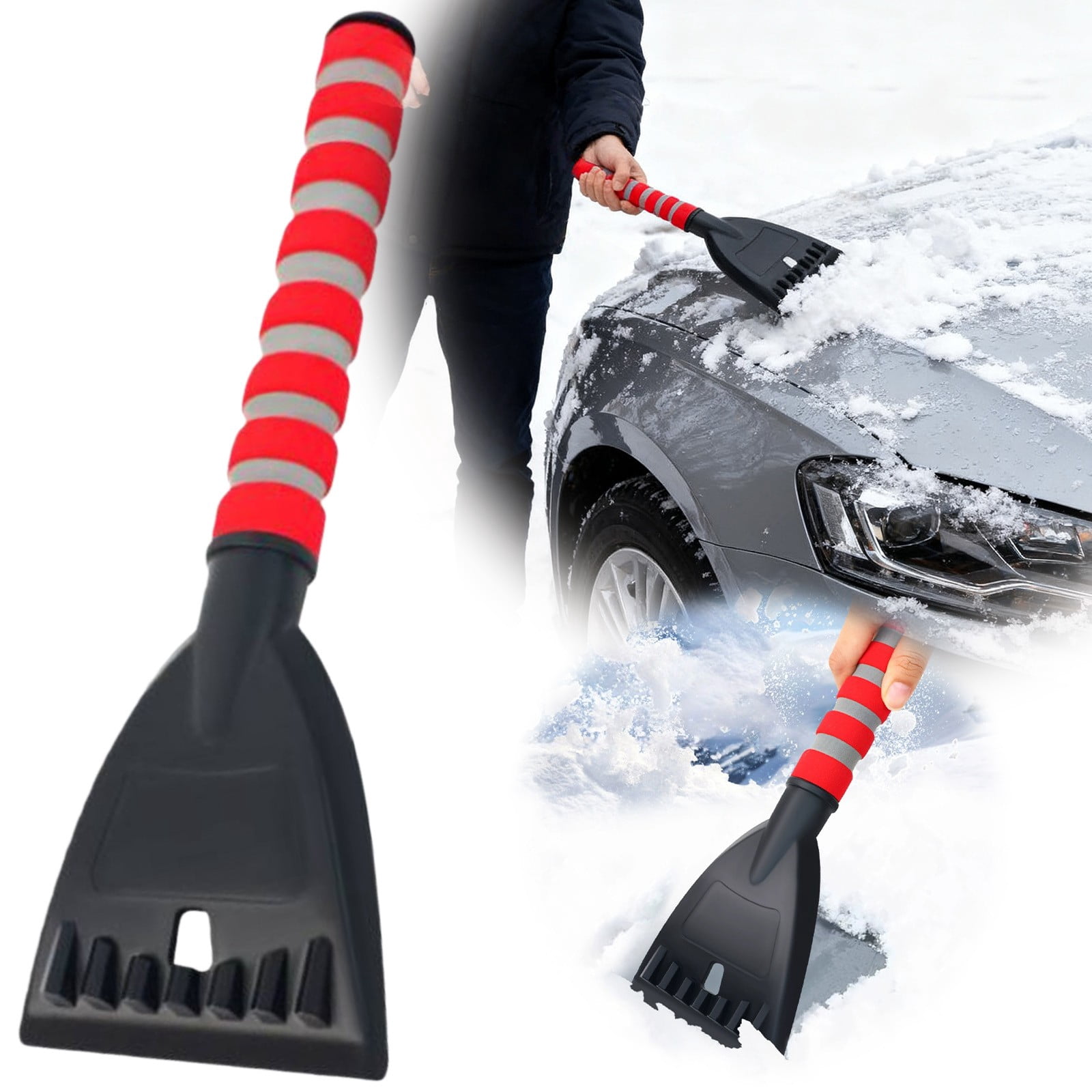 Orange Car Ice Scraper and Windshield Cleaner Tool 13.5 in, Heavy Duty ...