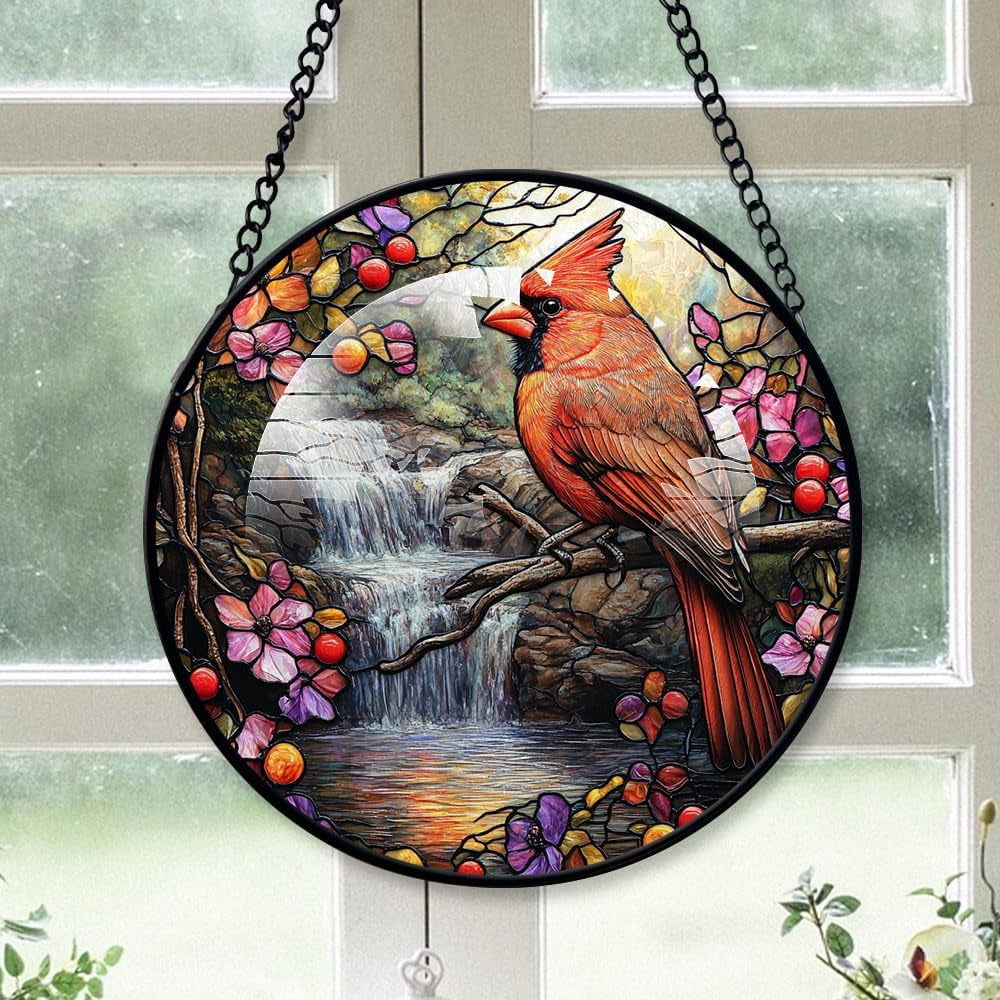 Orange Cardinal Stained Glass Suncatcher, Orange Cardinal, Orange ...