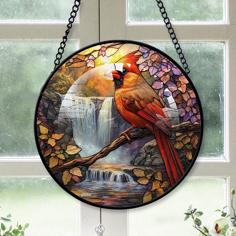 Orange Cardinal Stained Glass Suncatcher, Orange Cardinal, Orange ...