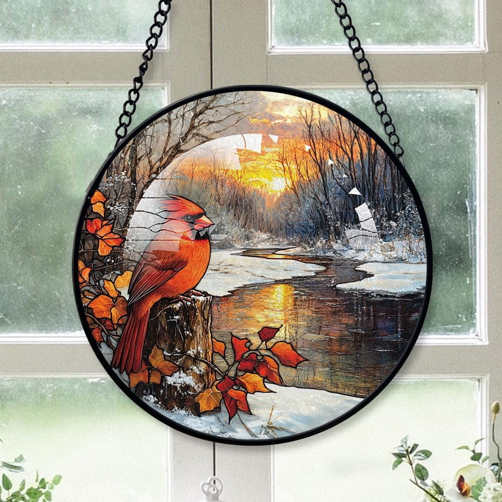 Orange Cardinal Stained Glass Suncatcher, Orange Cardinal, Orange ...