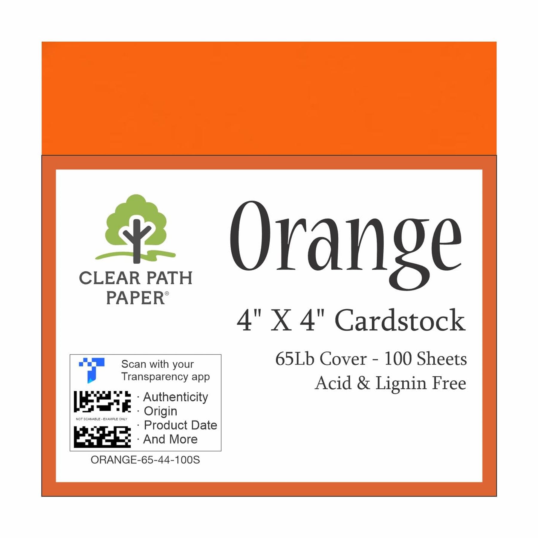 Orange Cardstock - 4 MMF7 x 4 inch - 65Lb Cover - 100 Sheets - Clear ...