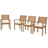 Orange-Casual Modern Stackable Outdoor Dining Chairs, Acacia Wood with ...