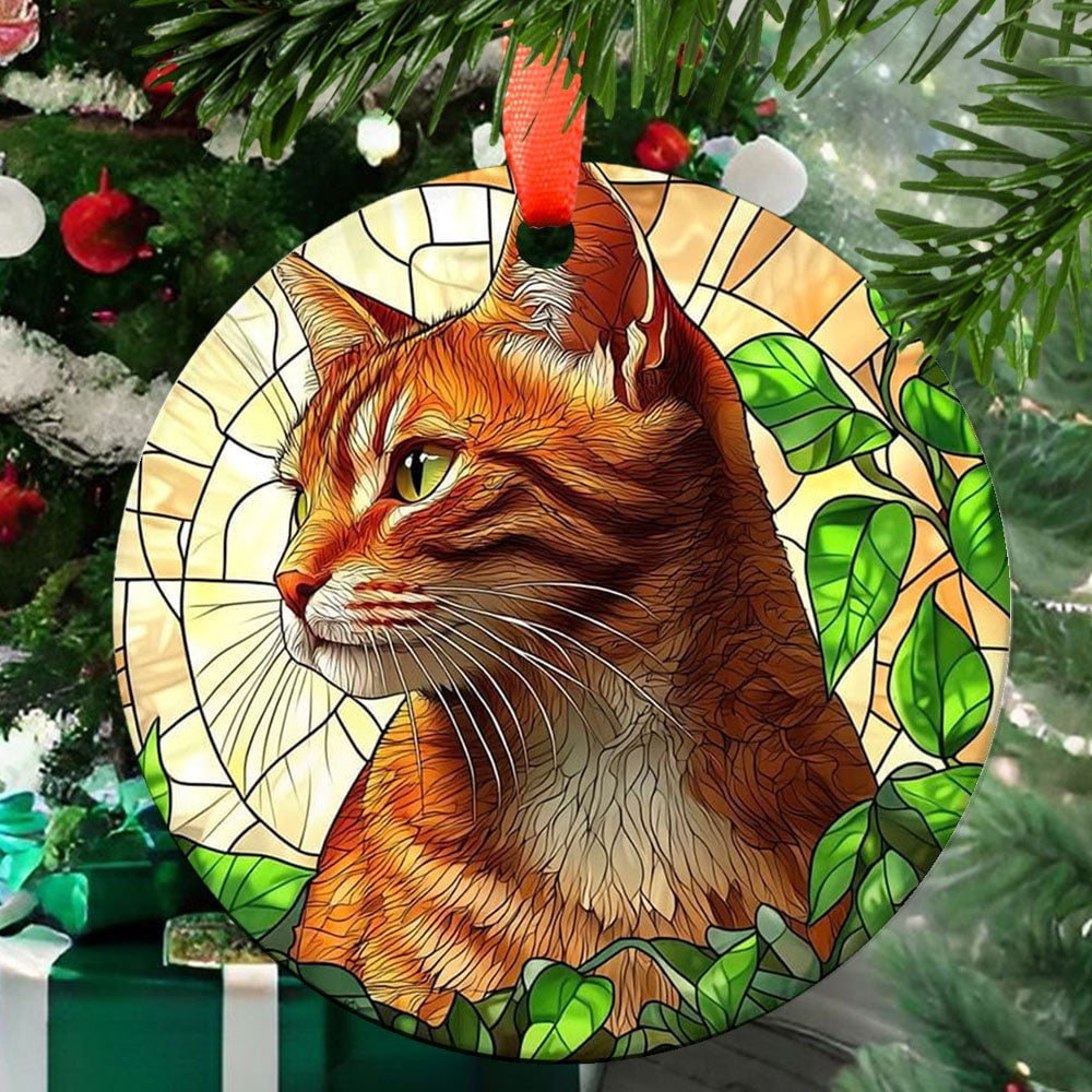 Orange Cat 13 Ceramic/Acrylic Christmas Ornament, Warm Fall Feast ...