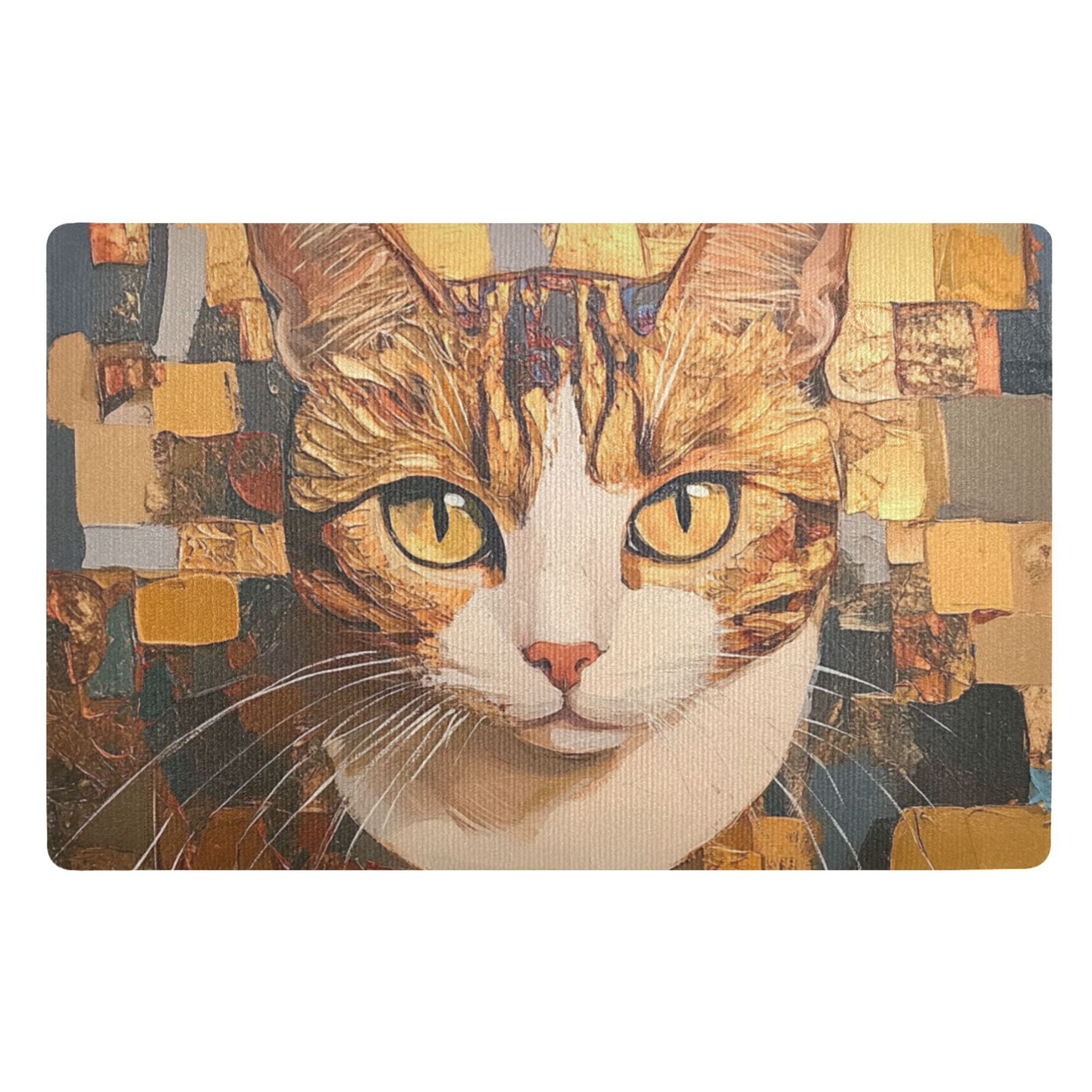 Orange Cat Square Floor Door Mat Outdoor Indoor for Home Entrance ...
