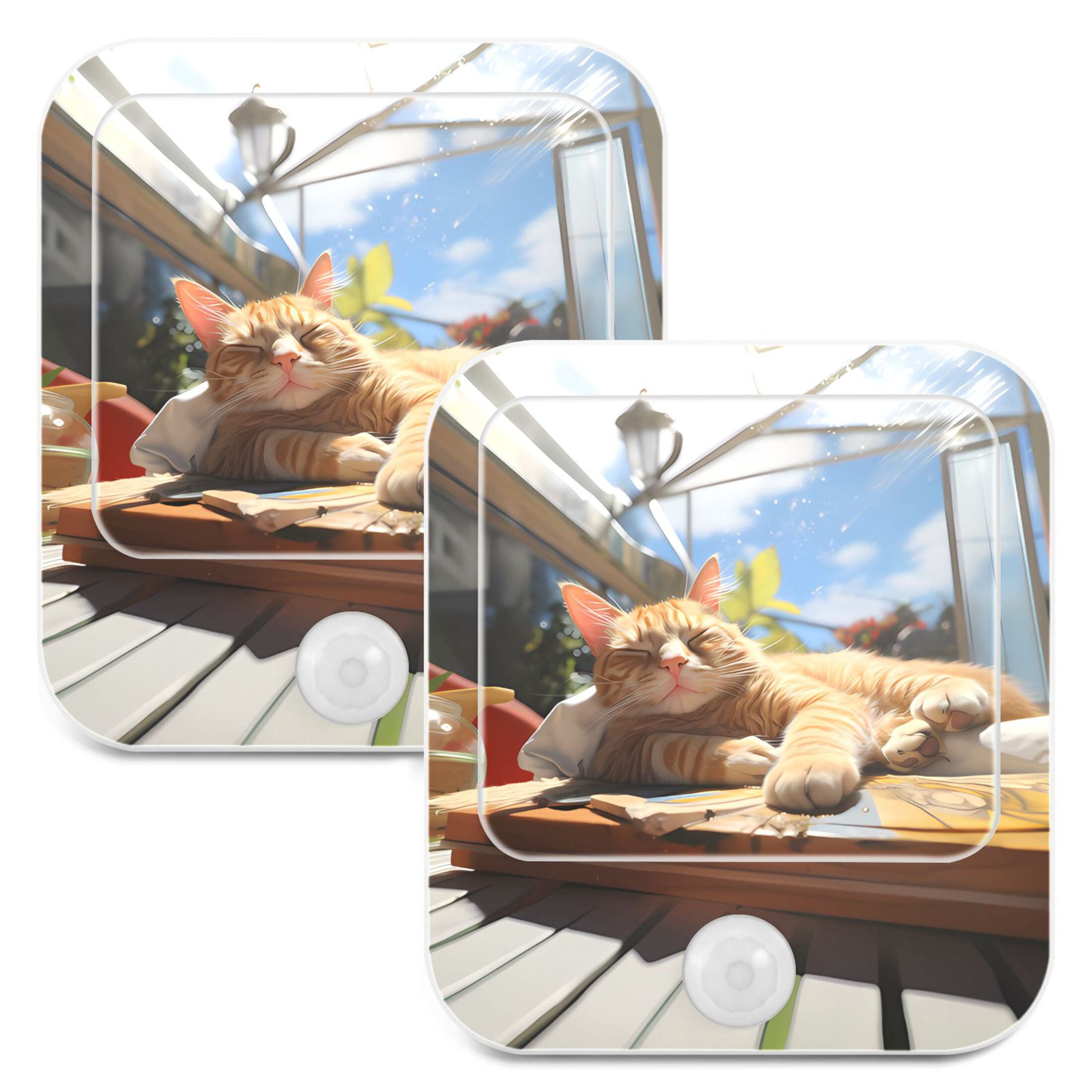 Orange Cat Sunlight Night Lights Plug into Wall LED with Auto Light ...