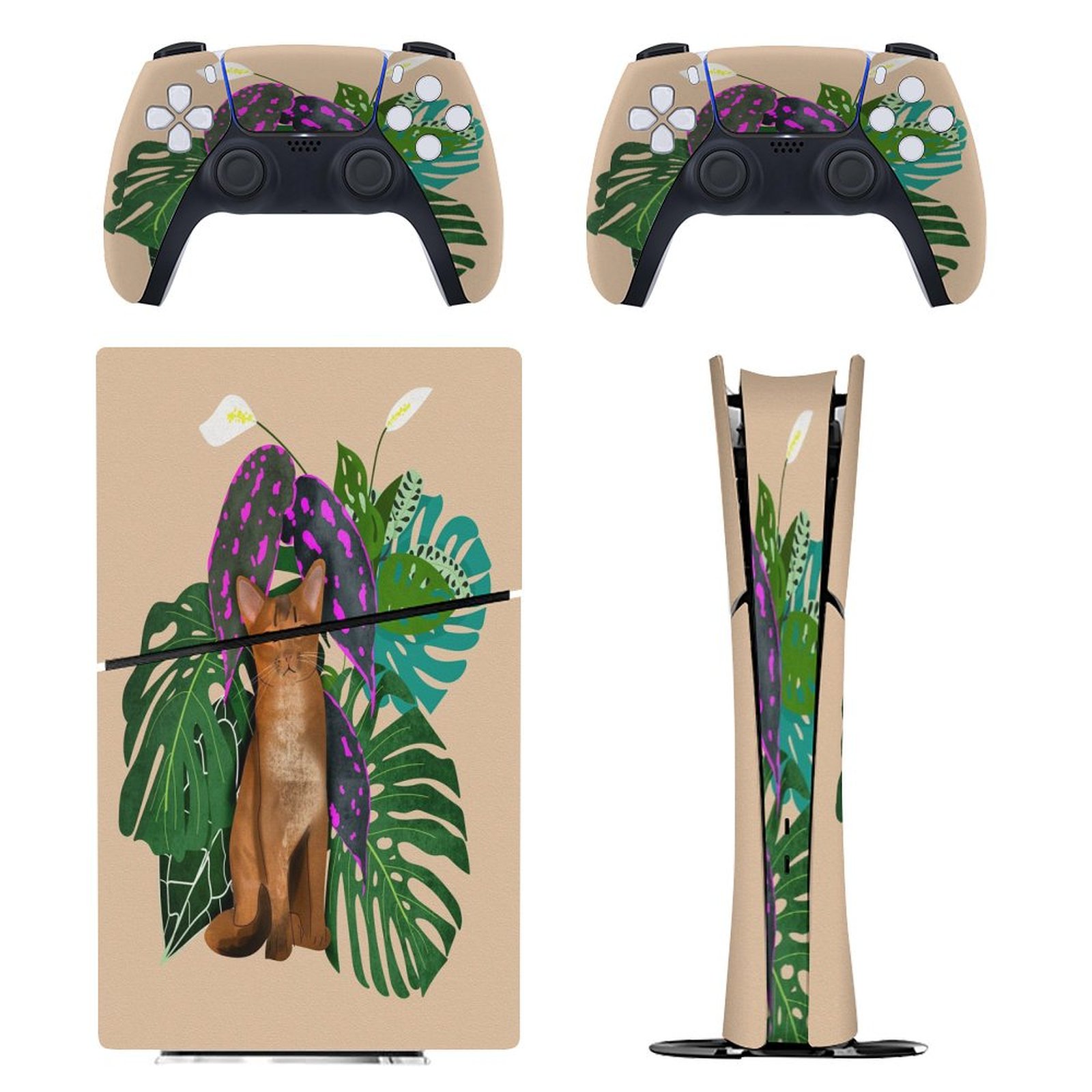 Orange Cat, Turtle Back Leaf, Tropical PS5/PS5 Slim Digital Disc Skin ...