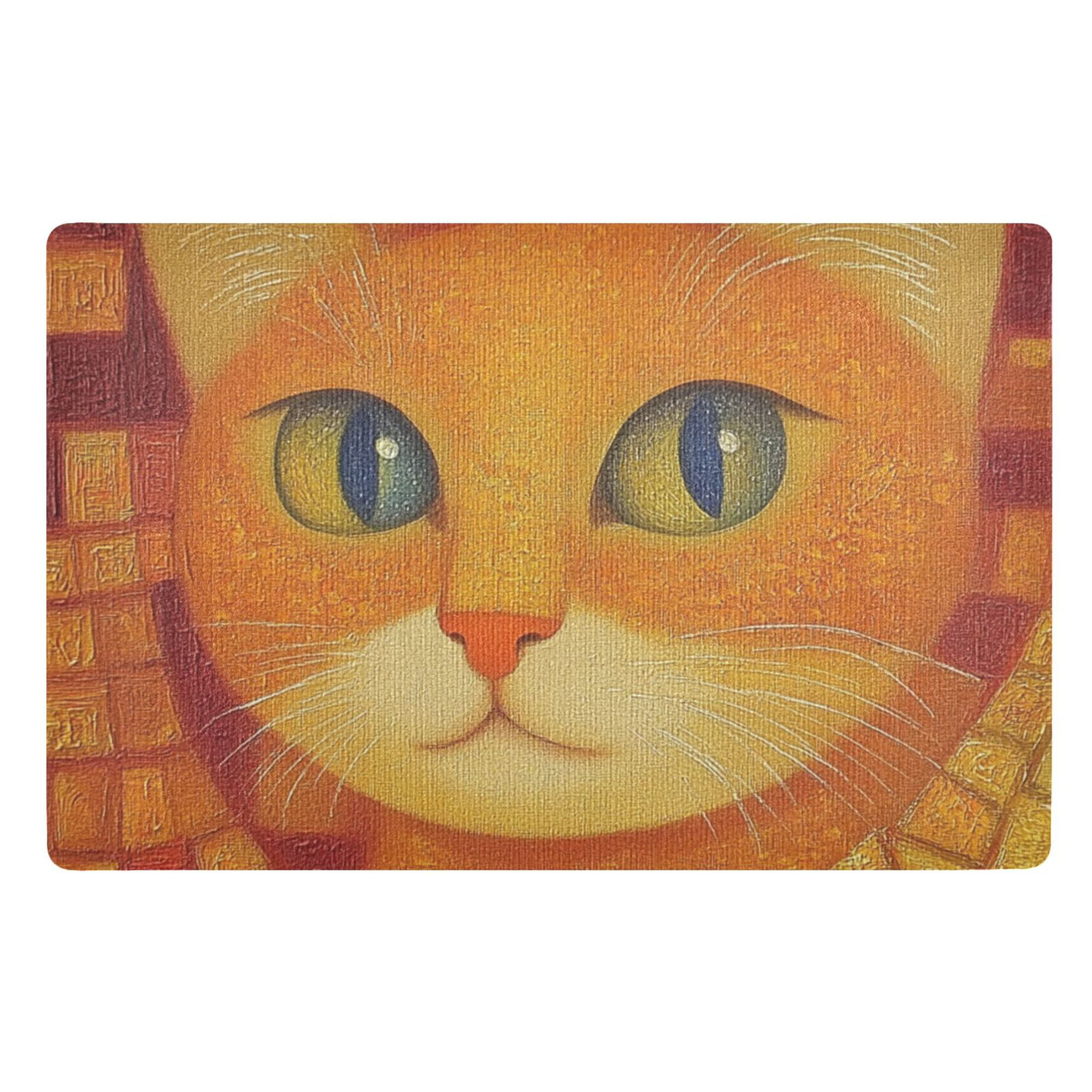 Orange Cat and Plaid Floor Door Mat Outdoor Indoor for Home Entrance ...