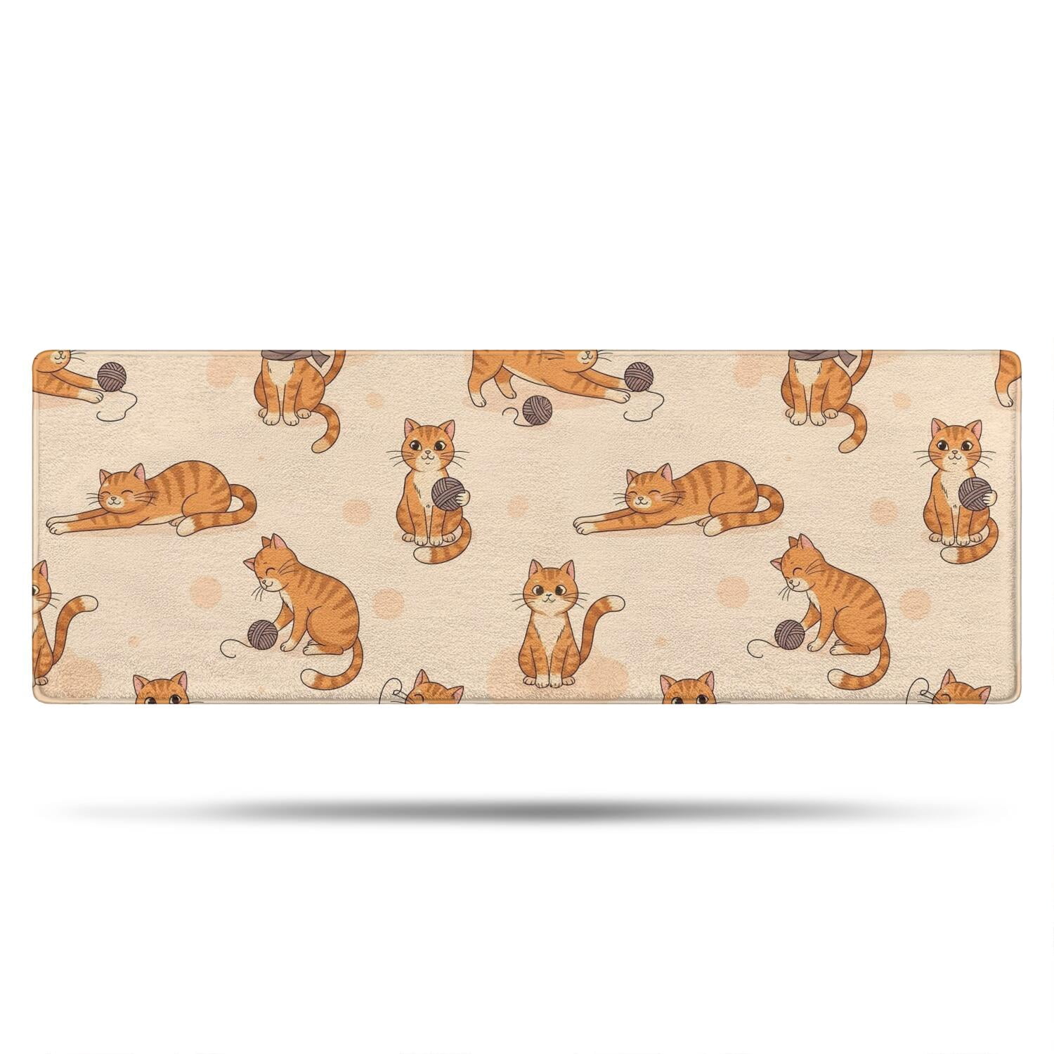 Orange Cat and Yarn Beige Pattern Non Slip Microfiber Bathroom Rugs ...