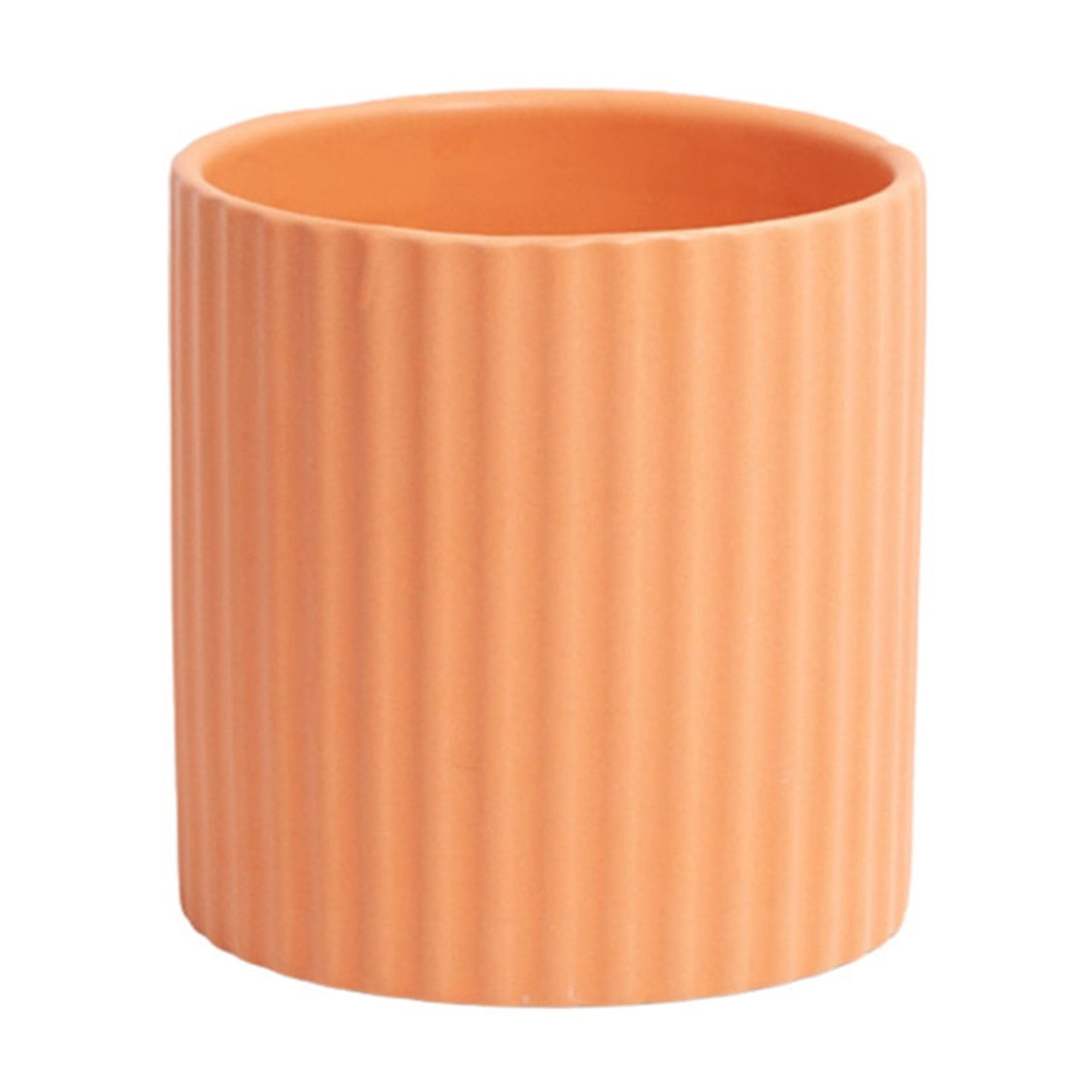 Orange Ceramic Planters Medium Cylinder Indoor Plant Pots for Plants ...