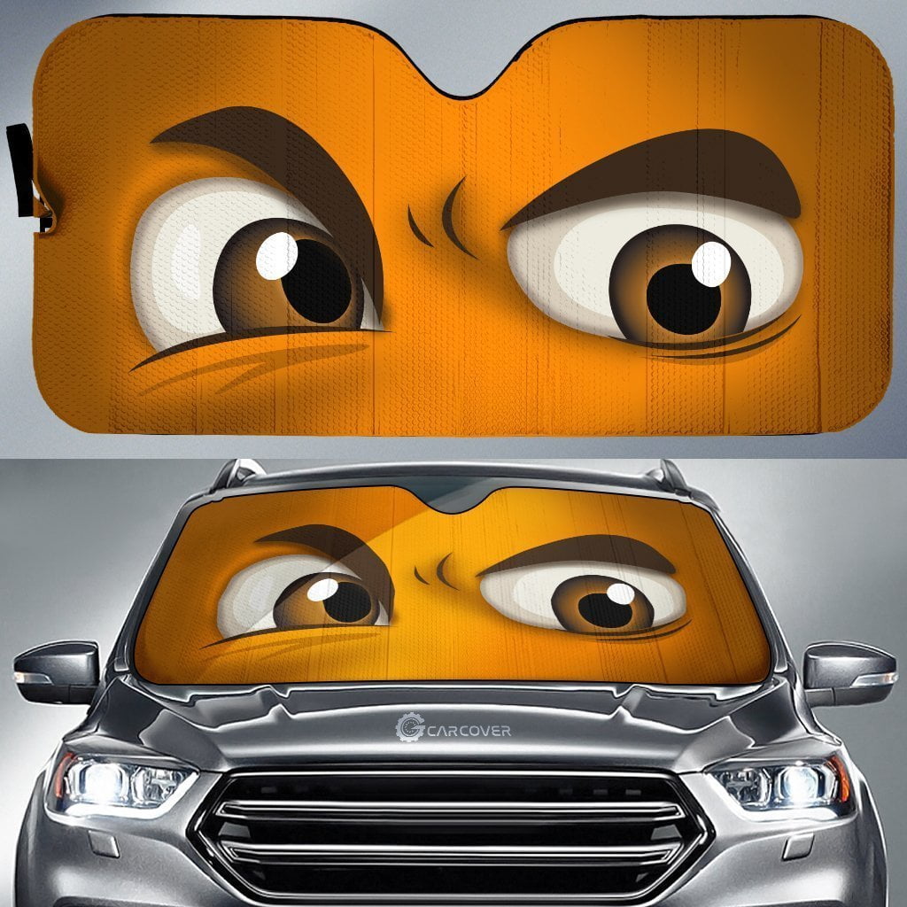 Orange Challenging Car Eyes Sun Shade Custom Funny Car Accessories, Car ...