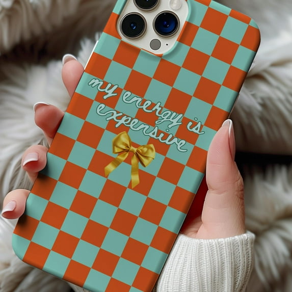 Orange Checker Empower Phone Case Trendy Minimal Style iPhone 17 16 15 ...