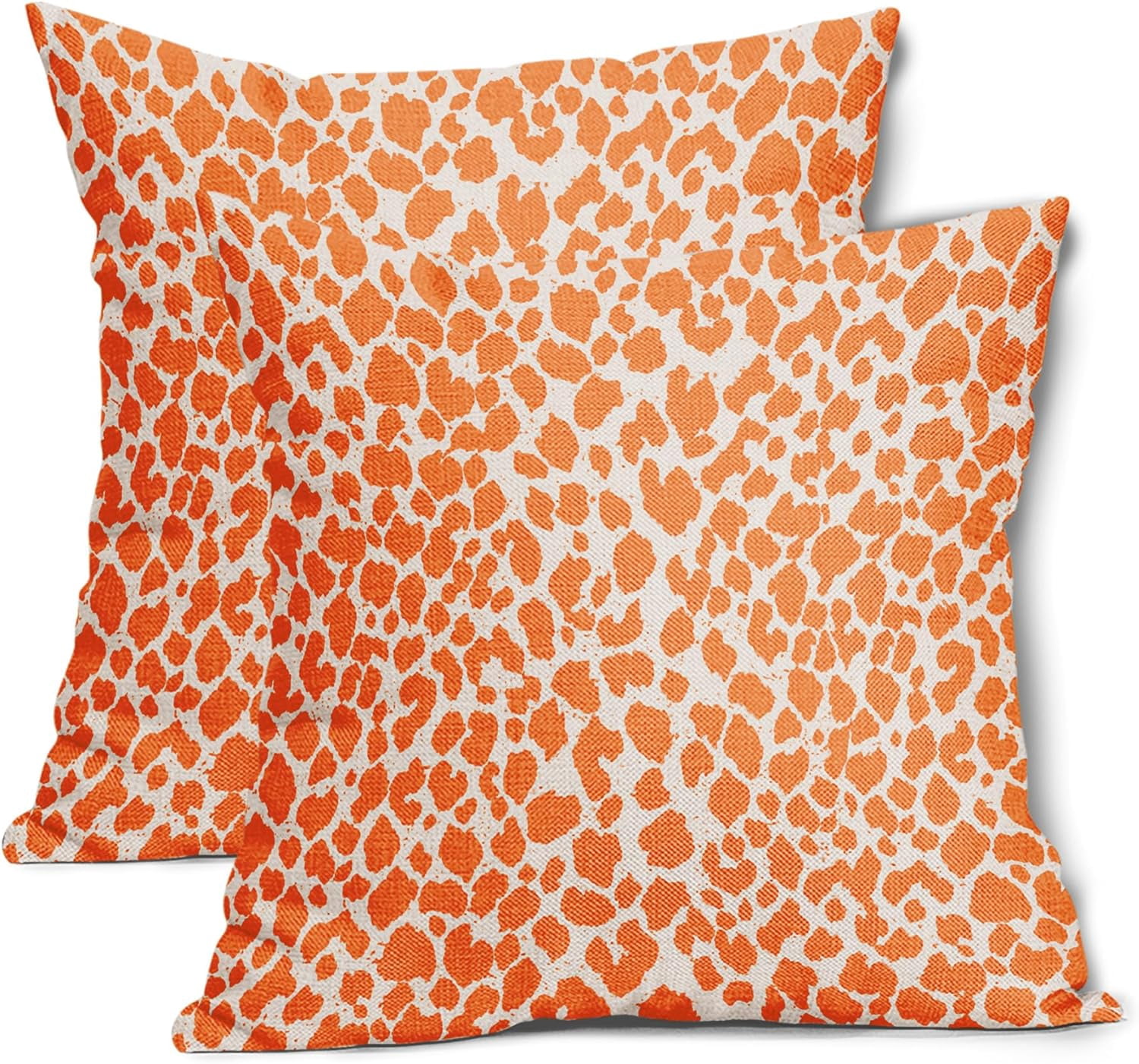 Orange Cheetah Throw Pillow Covers 18X18 Inches Set of 2 Leopard ...