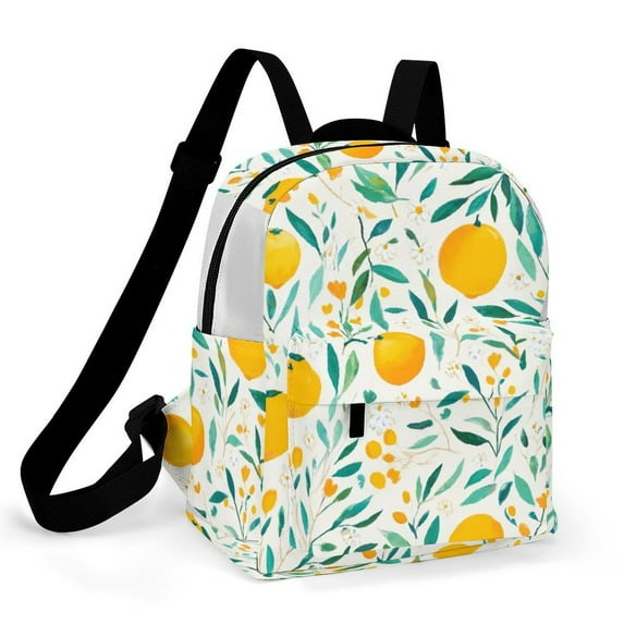 Orange Citrus Floral Pattern Design Small Backpack Cute Mini Backpacks ...