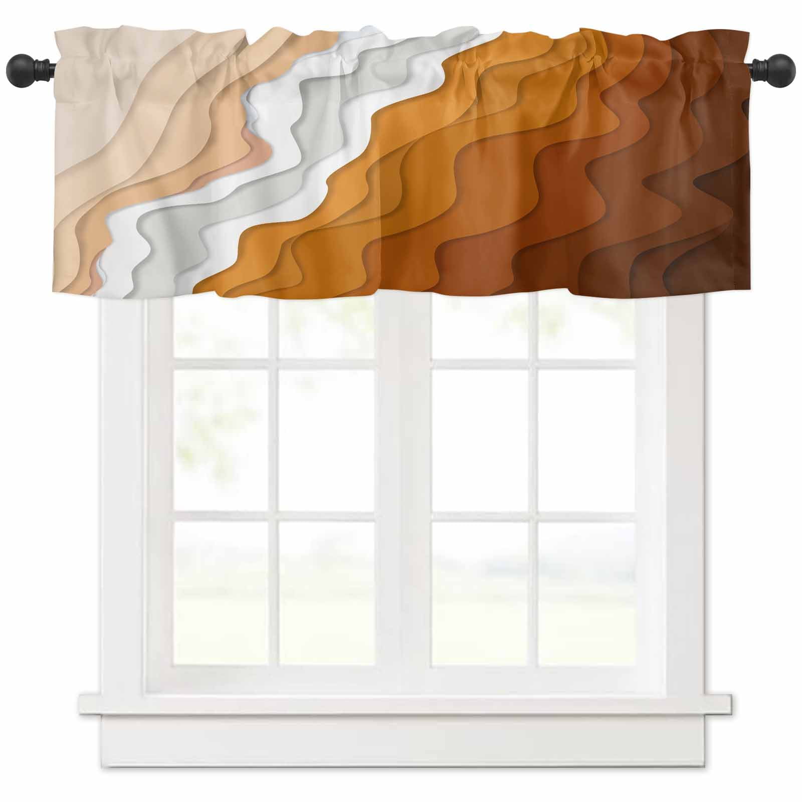 Orange Coastal Beach Valances for Windows Farmhouse Kitchen Curtains ...