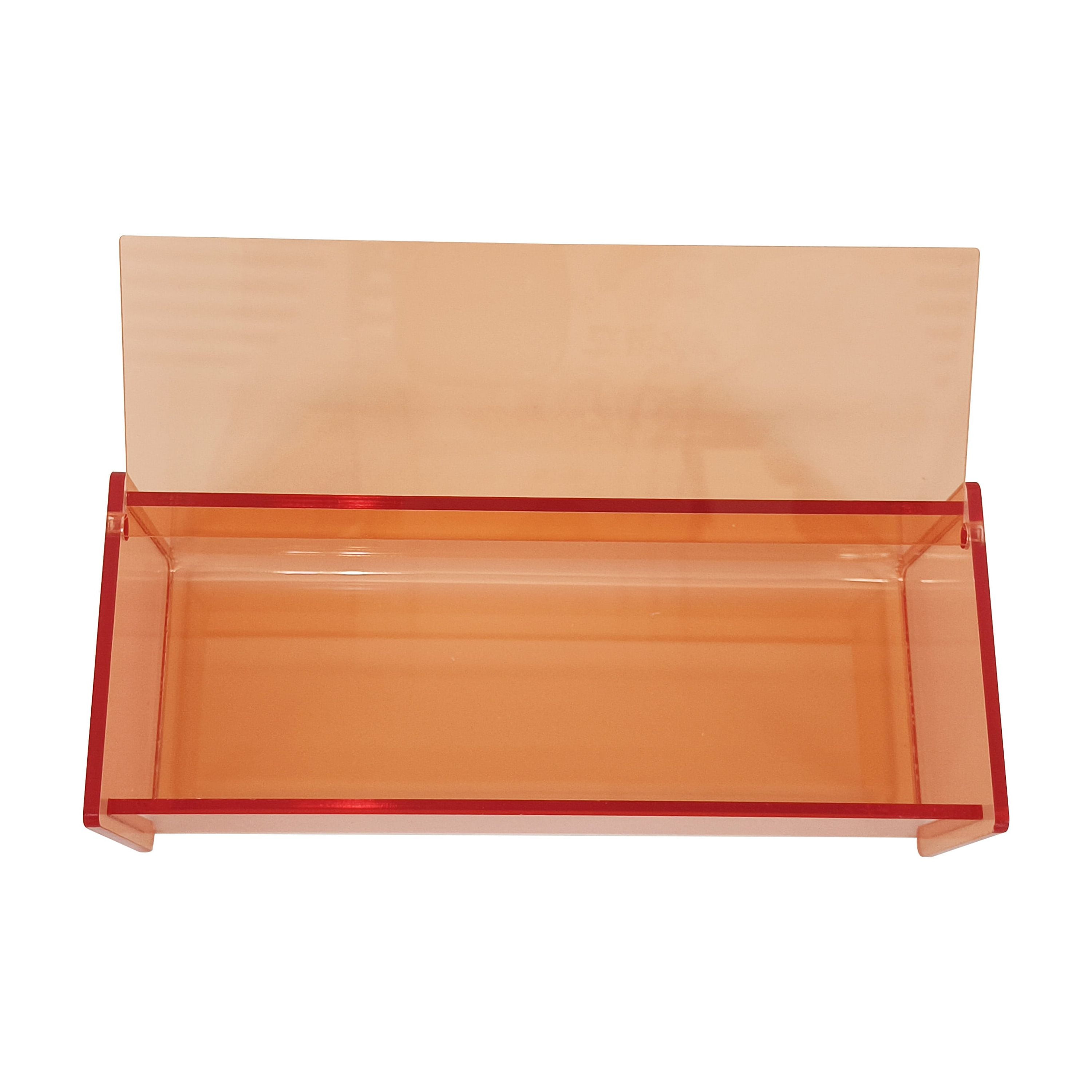 Orange Color Acrylic Lidded Box for Pens, Pencils, and Implements by ...