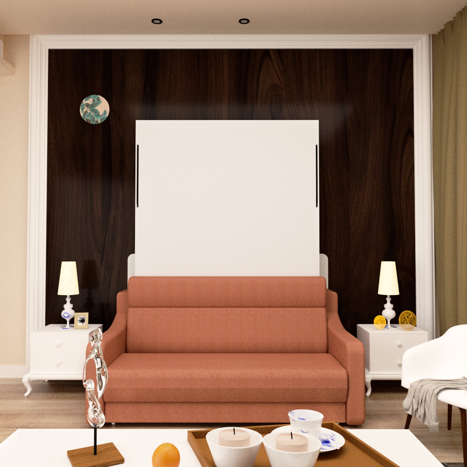 Orange Color - Linkage Mechanism - Bedroom Setup - Space Saving ...