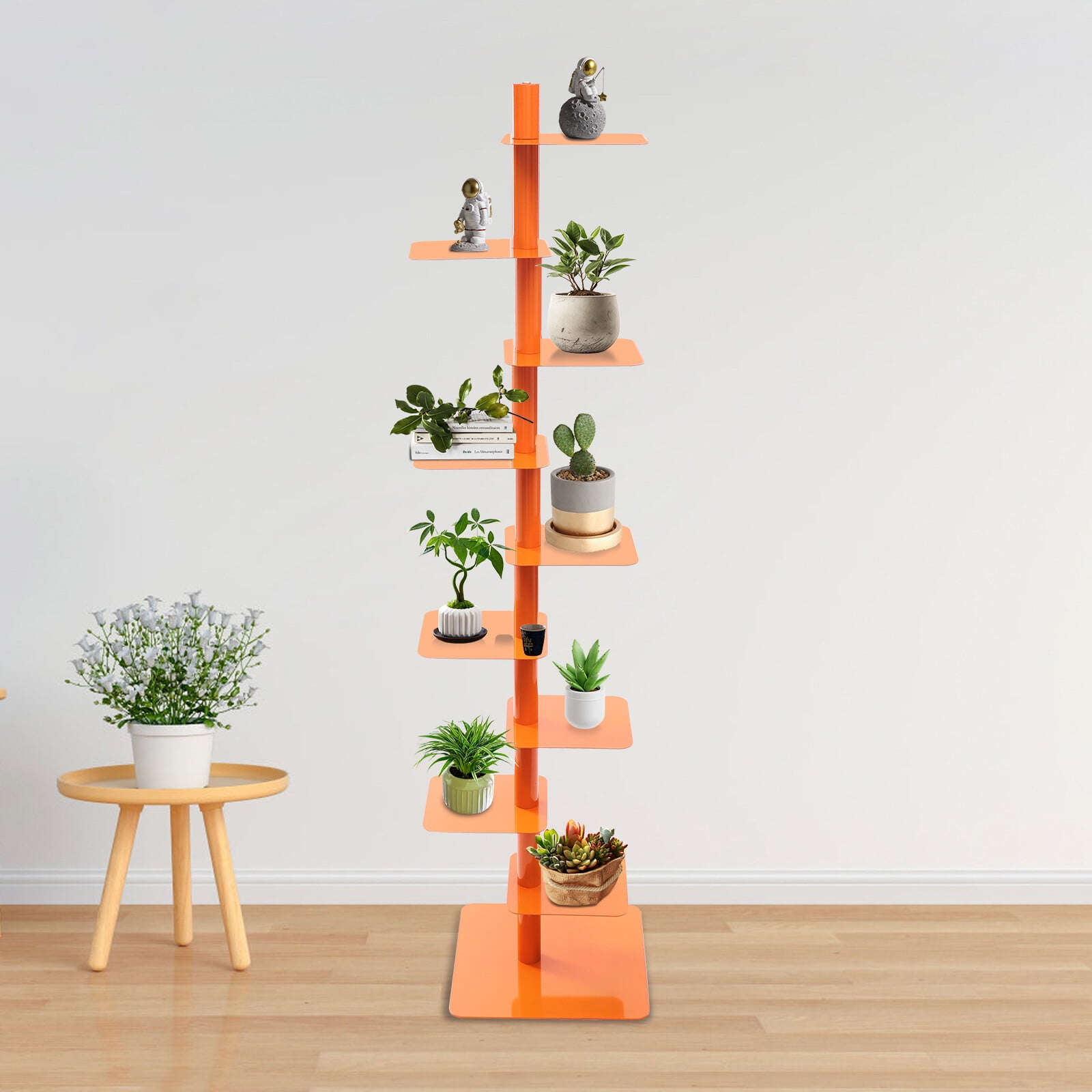 Orange Color Rotating Spine Bookshelf Freestanding Vertical Spine Book ...