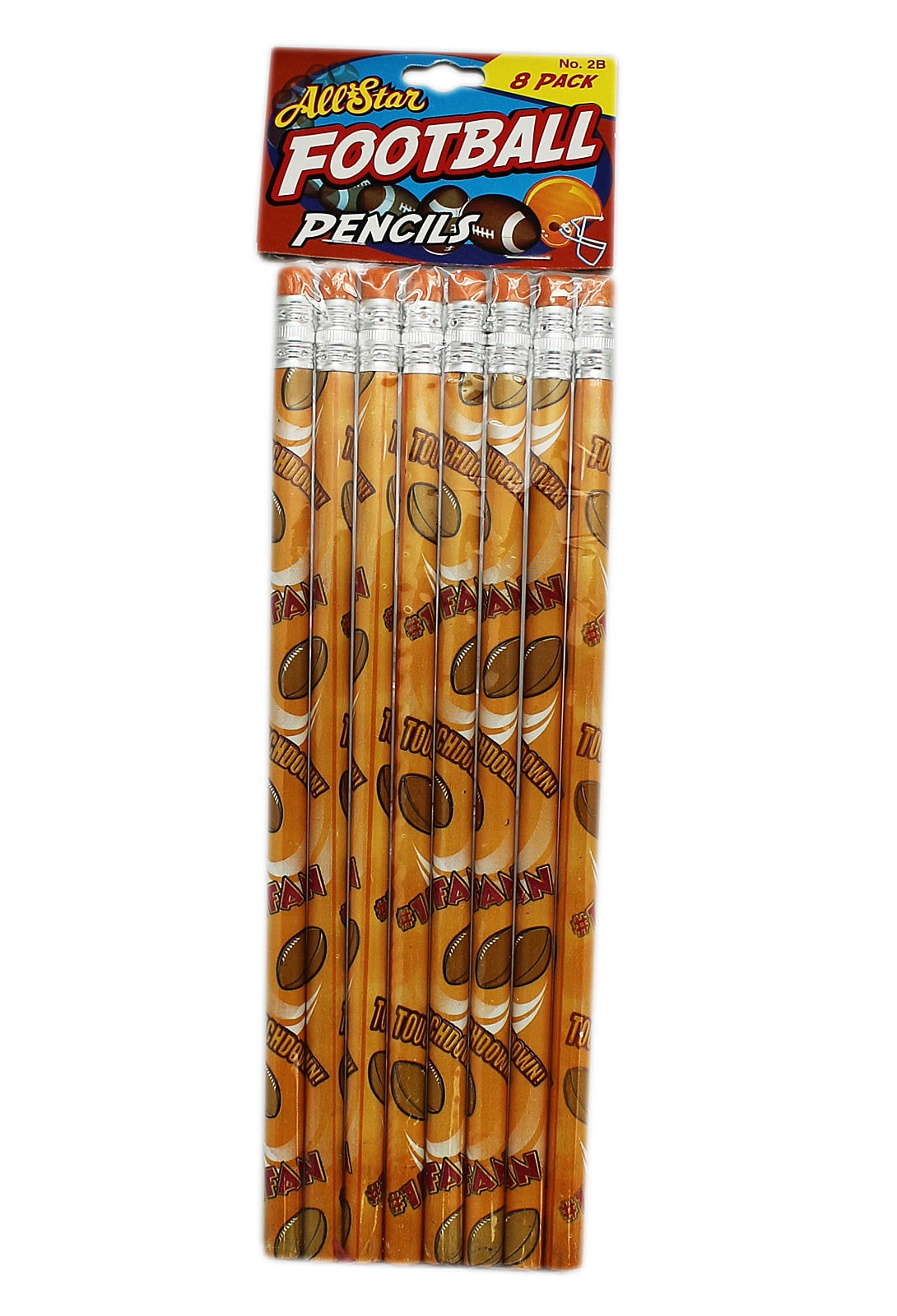 Orange Colored American Football Themed Wooden Pencil Pack (8 Pencils ...