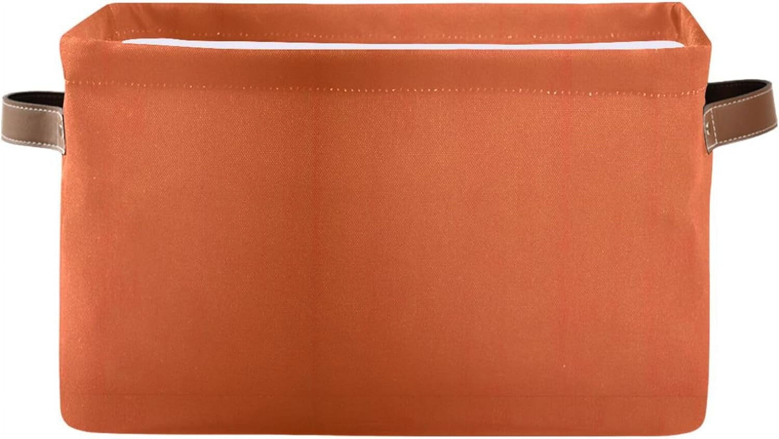Orange Colour Texture Storage Basket, Durable Canvas Organizer With ...