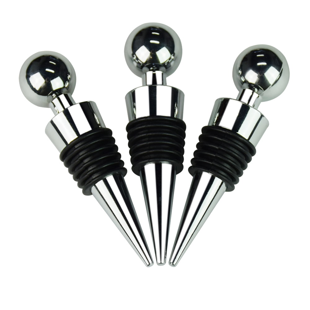 GLiving 3Pcs Zinc Alloy Ball Design Wine Stopper Sets, Decorative Wine ...