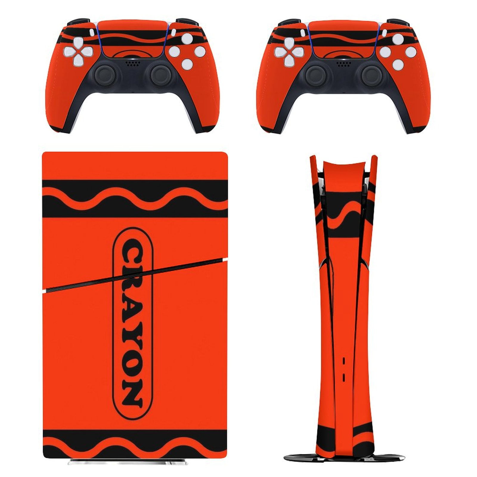 Orange Crayon Costume PS5/PS5 Pro/PS5 Slim Digital Disc Skin Sticker ...