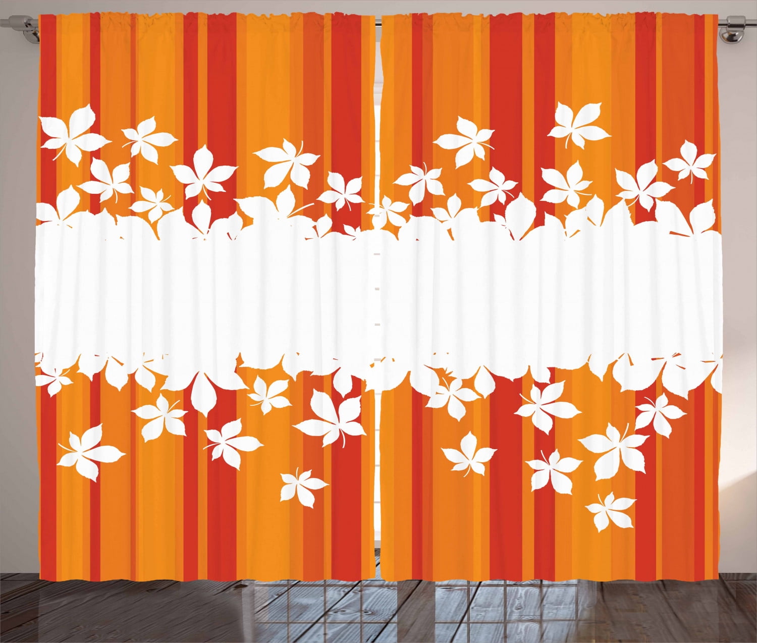 Ambesonne Orange Curtains 2 Panel Set, Autumnal Colors Stripes, 108" x ...