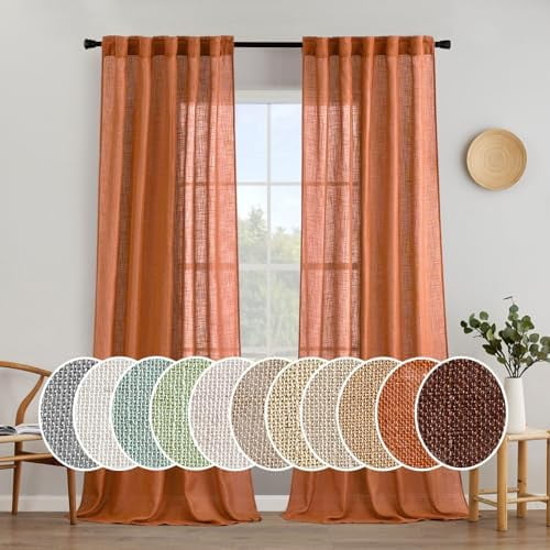 Orange Curtains 96 Inch Length 2 Panels for Bedroom Living Room, Soft ...
