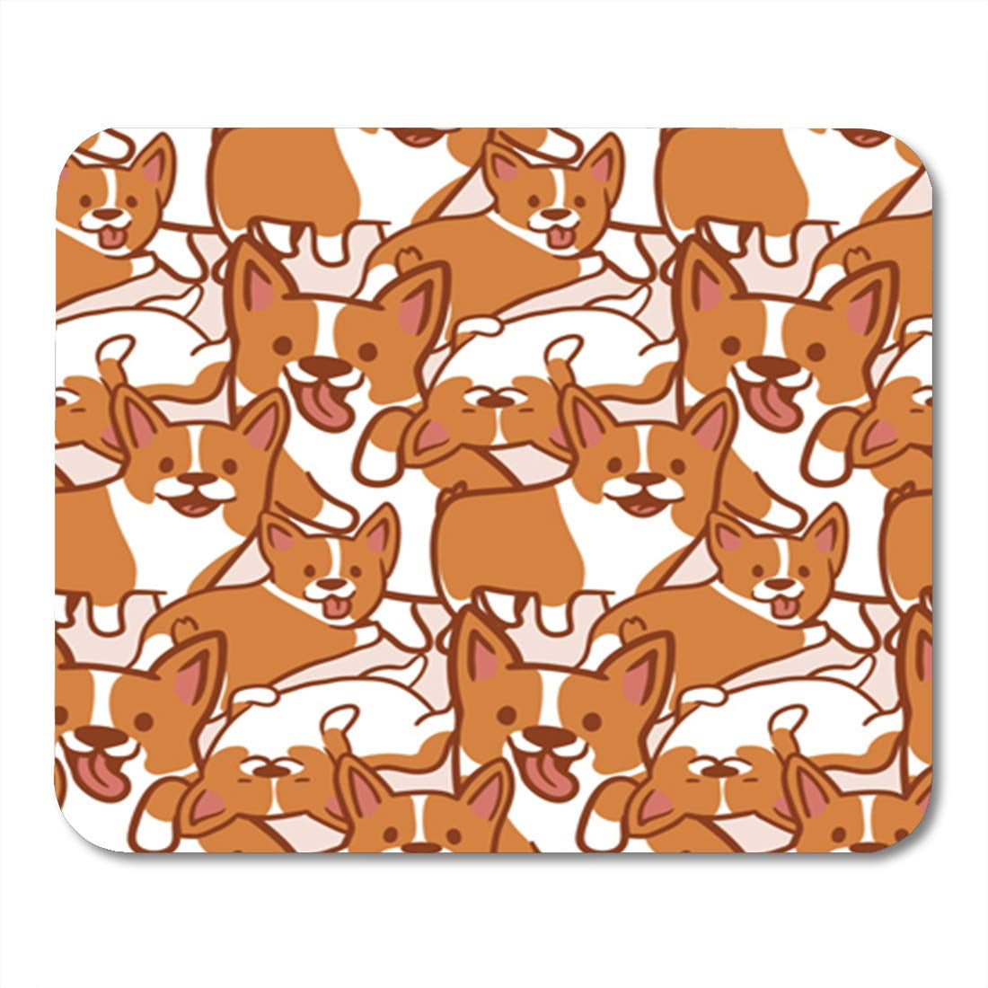 Orange Cute Cartoon Corgis Pattern Dog Breed Canine Mousepad Mouse Pad Mouse Mat 9x10 inch ...