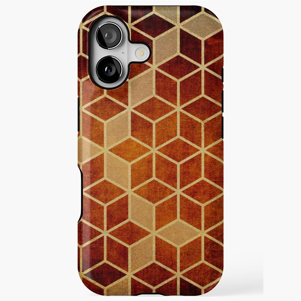 Orange Dark Red Cubes Gradient Pattern Art iPhone 17 to 11 Pro Max ...