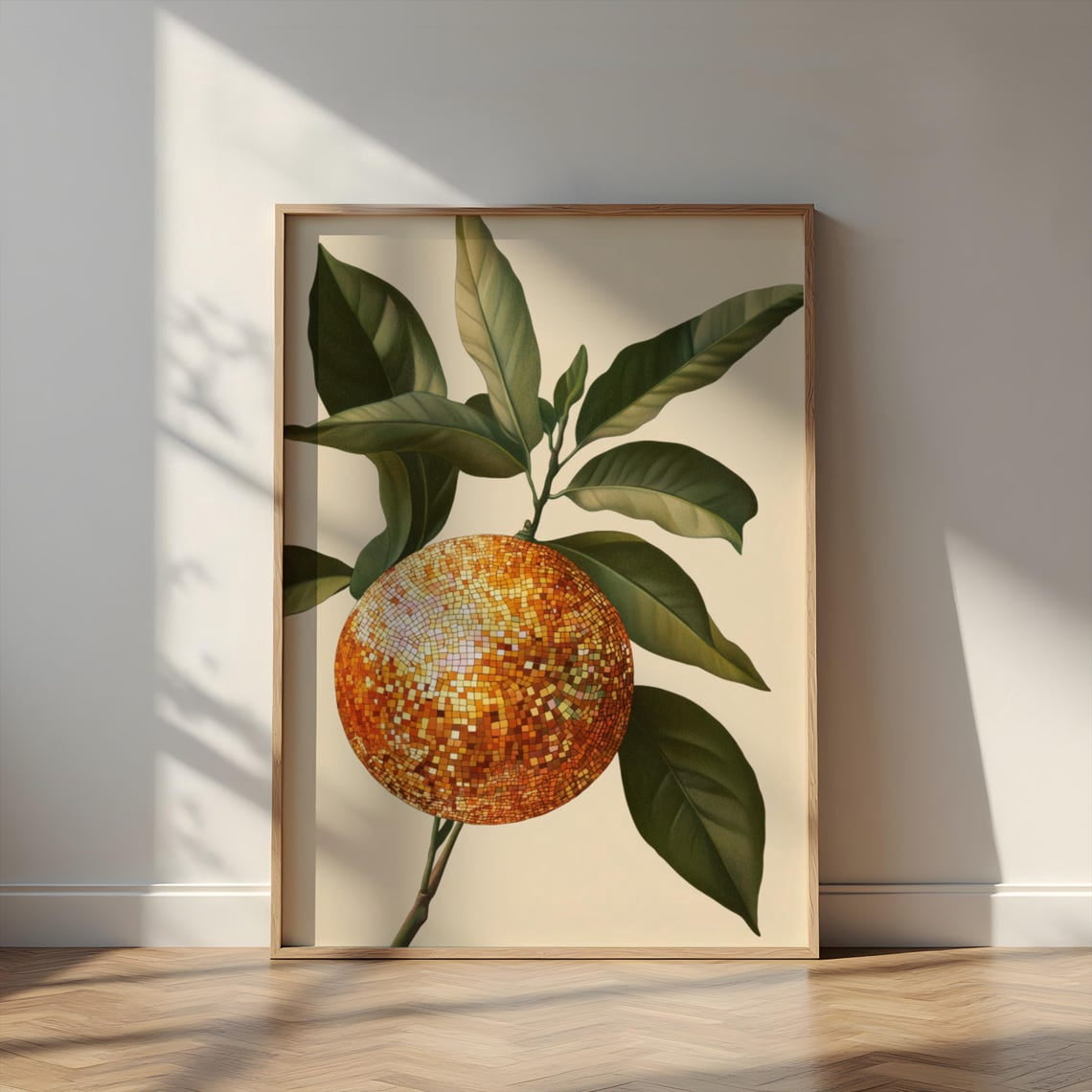 Orange Disco Ball Art Print: Retro Kitchen Poster Unframed Paper Print ...