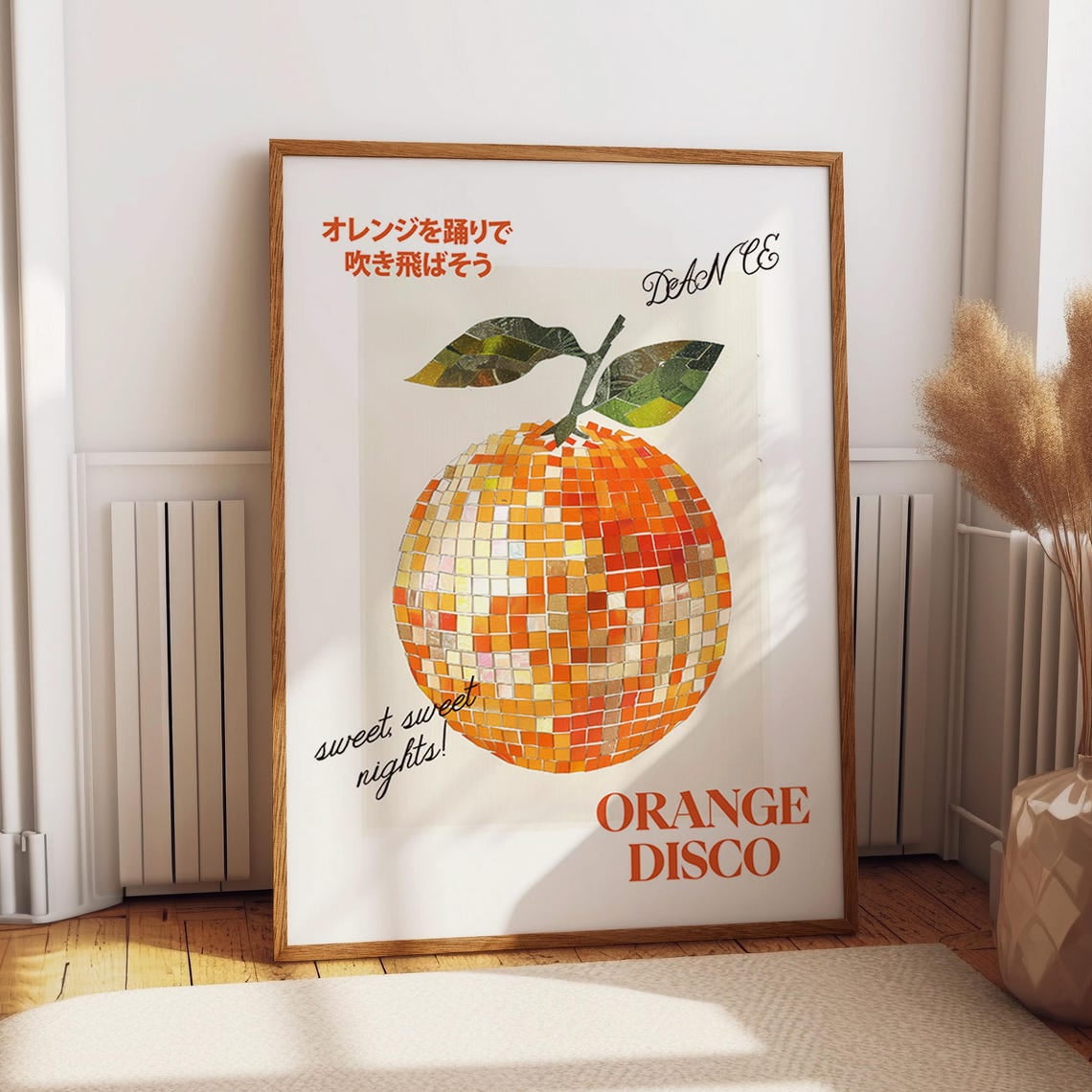 Orange Disco Ball Print – Retro Funk Art 70S-Inspired Citrus Dance ...