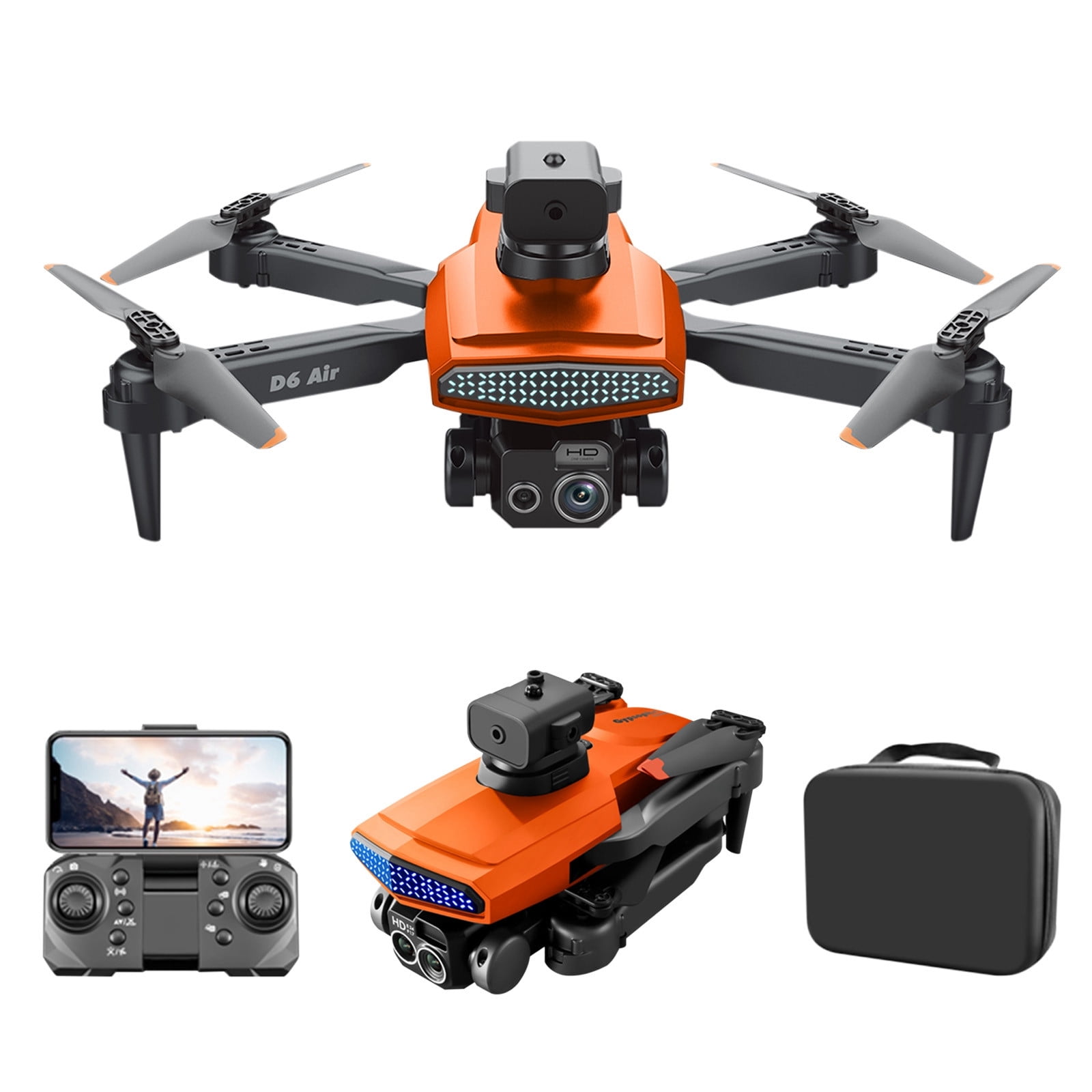 Orange Drone With 4K Hd Fpv Camera 360 Obstacle Avoidance Foldable Rc ...
