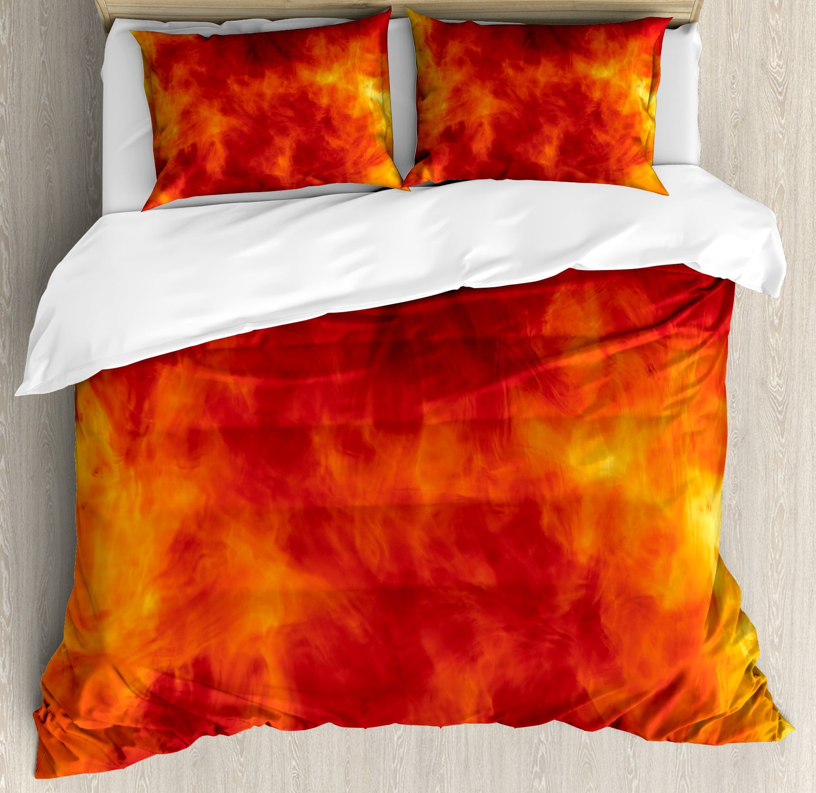Orange Duvet Cover Set, Graphic Style of Vibrant Illustration Heat ...