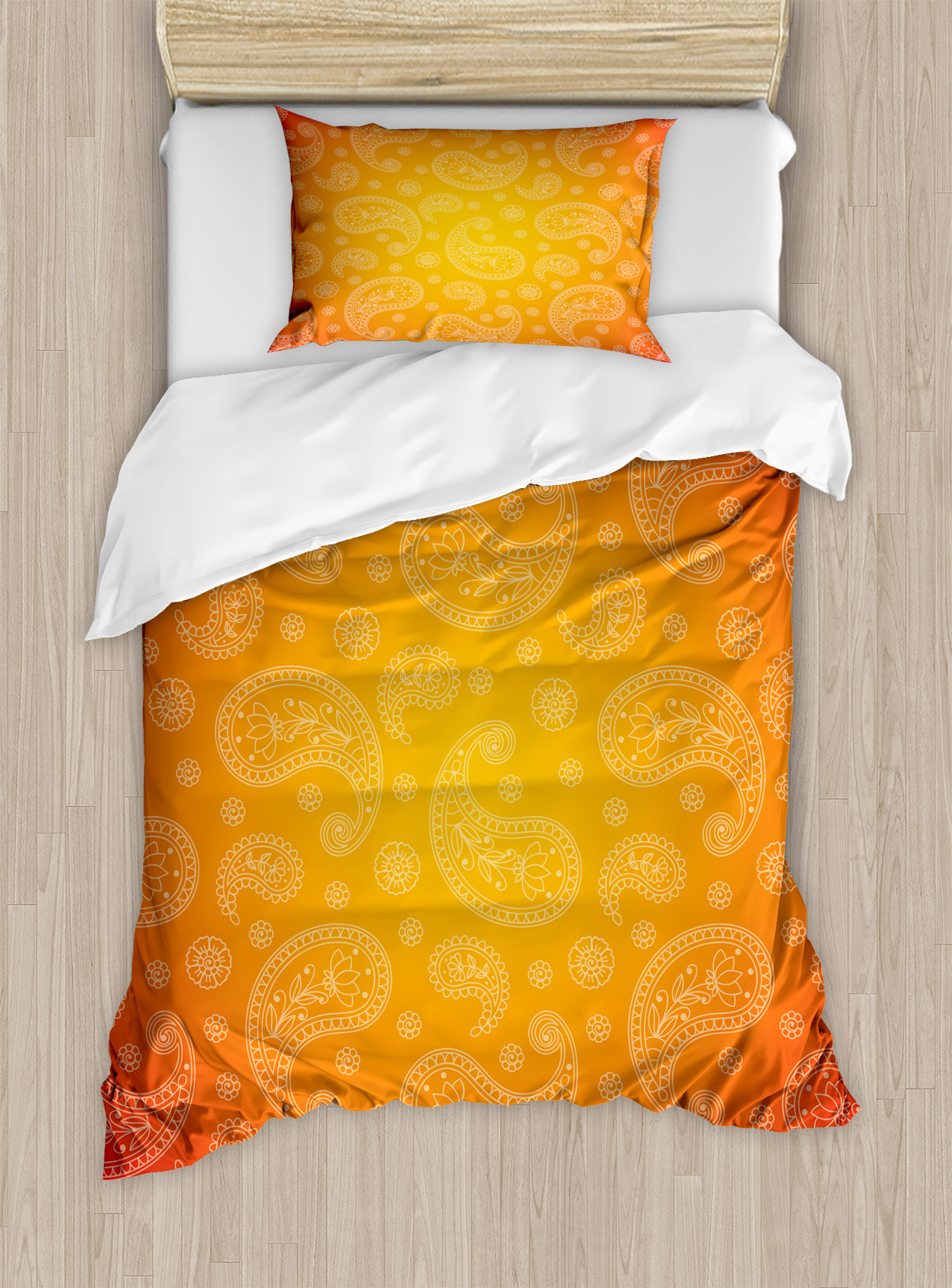 Orange Duvet Cover Set, Ombre Colored and Themed Image with Blank Frame ...