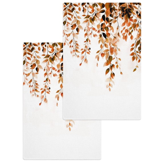 Orange Eucalyptus Kitchen Dish Towels for Drying Dishes Set of 2, Fall ...