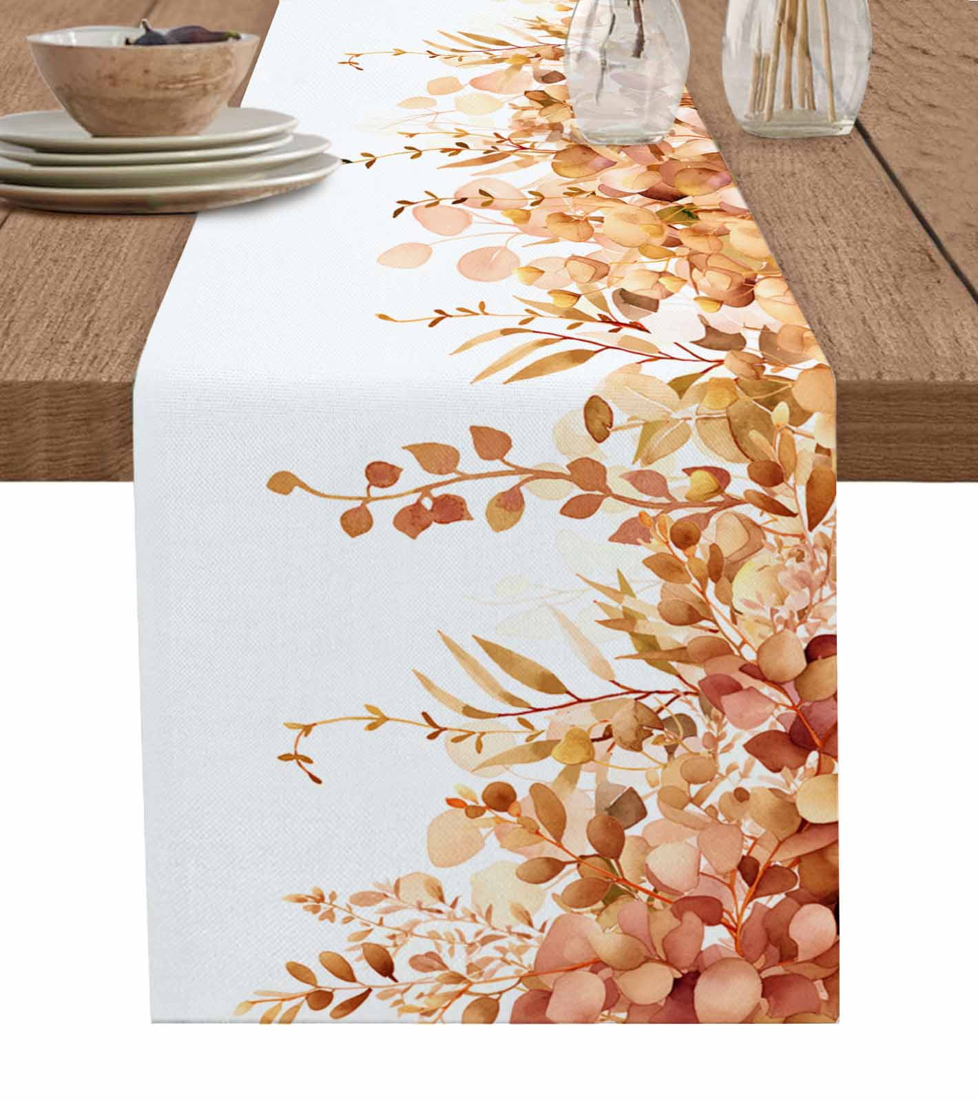 Orange Eucalyptus Leaves Table Runner Spring Floral Summer Botanical ...