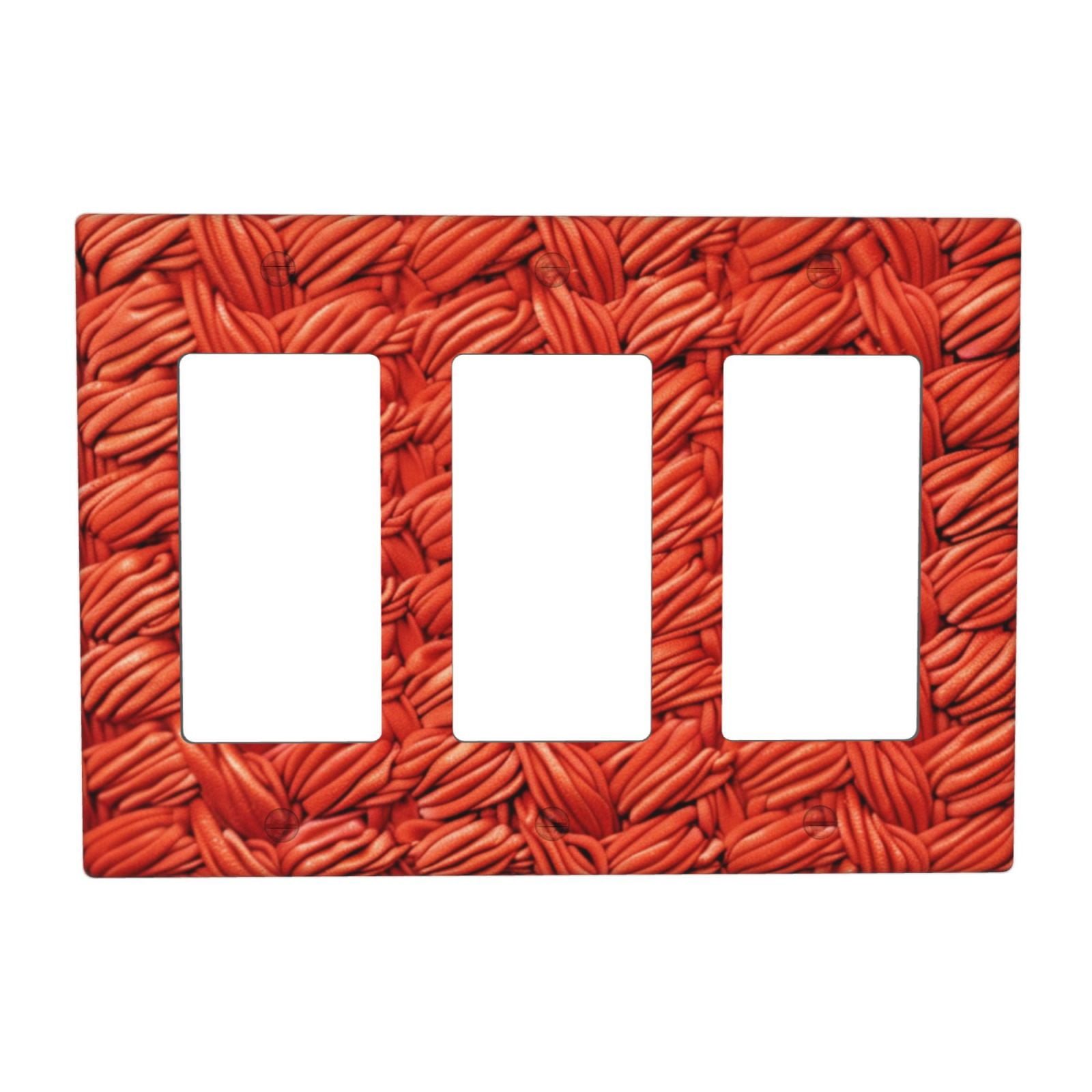 Orange Fabric 3 Gang Toggle Light Switch Cover Decorative Switch Plates ...