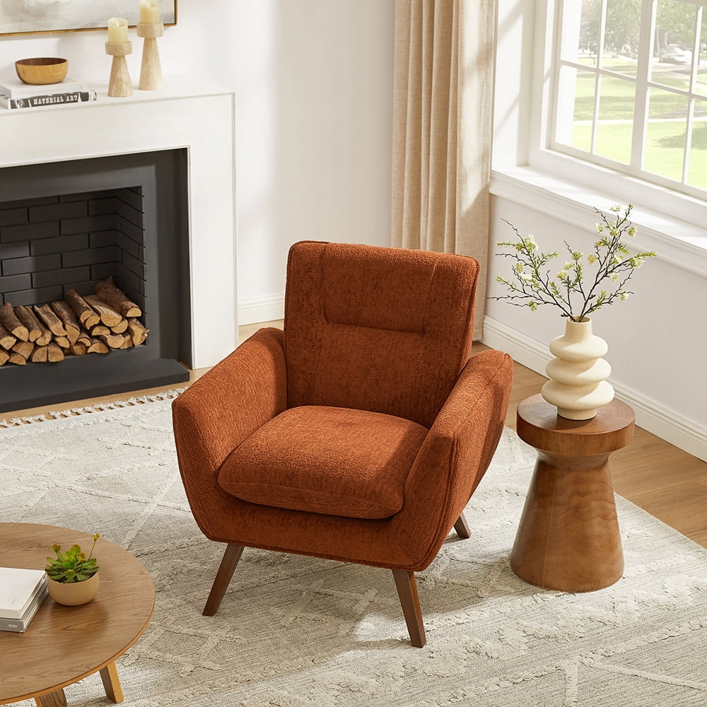 Orange Fabric Accent Arm Chair with Wood Legs - Walmart.com
